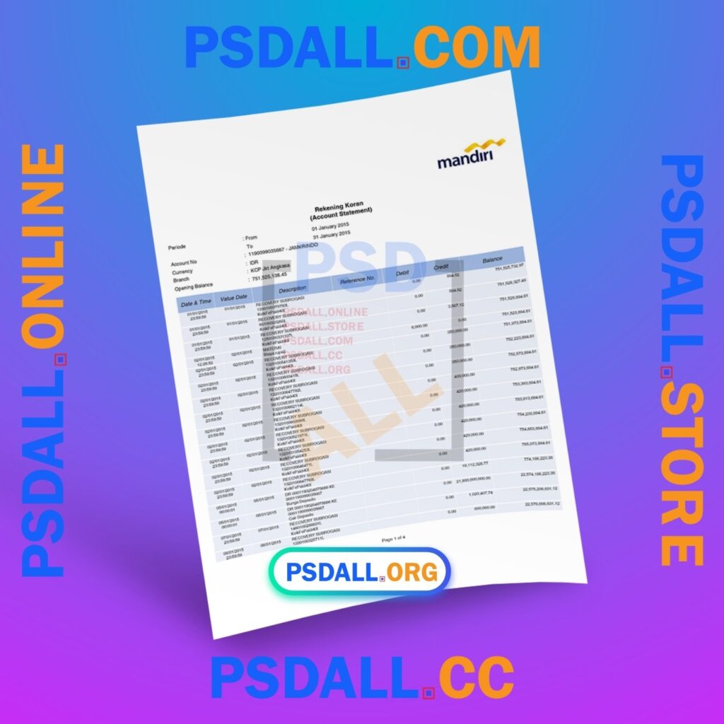 Indonesia (BCA) Bank Central Asia Statement PDF Template - psdall.org