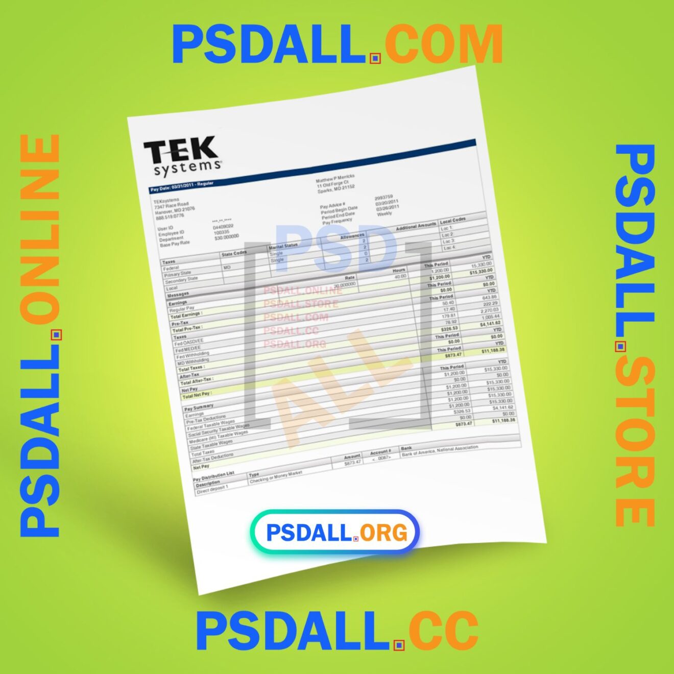 TEK Syestems PayStub PDF Template - psdall.org